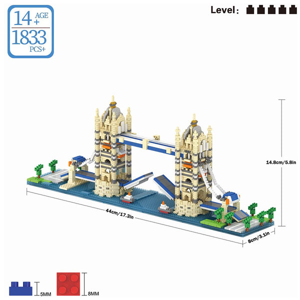 dOvOb Micro Block London Tower Bridge Building Set -1833pcs Mini Brick ...